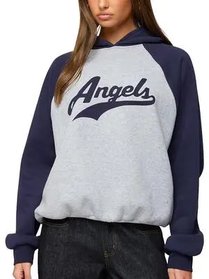 EDIKTED Angels Raglan Oversized Hoodie - Gray-melange-and-navy