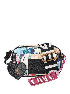 Kurt Geiger Floral Cotton Southbank Mini Camera Crossbody Bag - Charcoal