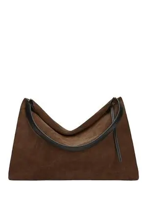 WANDLER Penelope Palissander Suede Tote Dark Brown