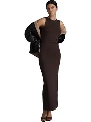 4TH & RECKLESS Arden Sleeveless Column Maxi Dress - Chocolate