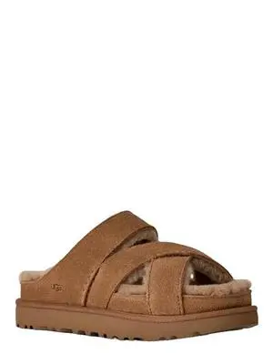 UGG Greenport Shearling Lined Slide Sandal - Chestnut