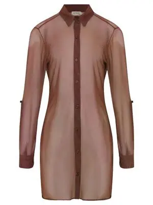 AMIR SLAMA Buttoned Long-sleeve Mini Dress - Brown