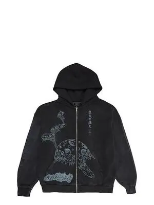TRAVIS SCOTT Cactus Jack X Fragment X Takashi Murakami Reborn Zip Hoodie - Black