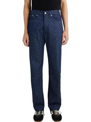 Dries Van Noten Panthero Bis Print Straight Leg Jeans - Dessin Blue