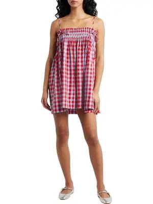 DAMSON MADDER Lilo Plaid Minidress - Blue/red