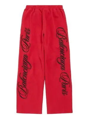 Balenciaga Cursive Baggy Pants - Red