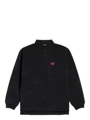 Balenciaga Laurel Classic Long Sleeve Oversized Polo - Black