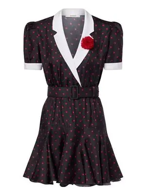 RODARTE Printed Silk Twill Minidress - Black