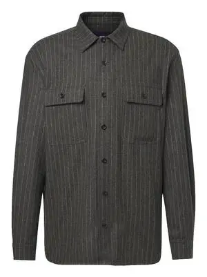 Ralph Lauren Purple Label Pinstripe Wool Shirt - Grey
