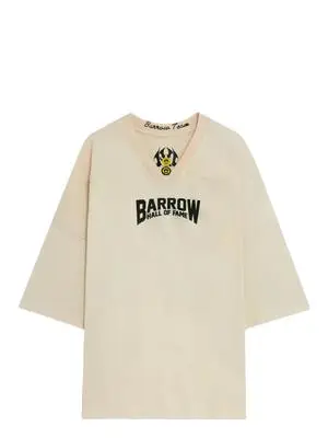 BARROW Graphic Print V-neck T-shirt - Neutrals