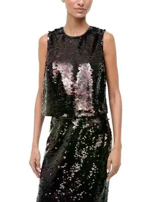Staud Sequin Sleeveless Top - Black