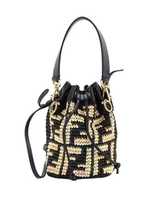 Fendi Mon Tresor Zucca Raffia Mini Bucket Bag - Black