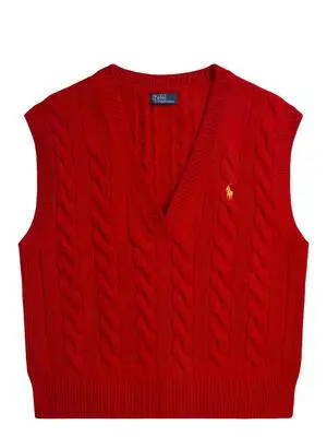 Polo Ralph Lauren Cable-knit V-neck Vest - Red