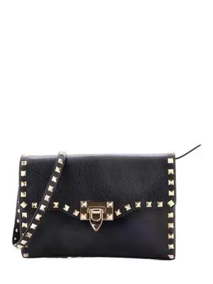 Valentino Garavani Rockstud Flap Bag Leather Medium - Black