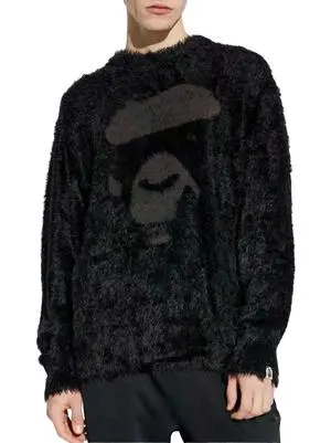 A BATHING APE Ape Motif Knitted Sweater - Black