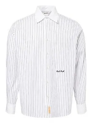 BODE Steamboat Striped Cotton-poplin Shirt - Cream Black