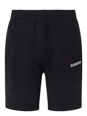 Burberry Logo-print Straight-leg Cotton-jersey Shorts - Black