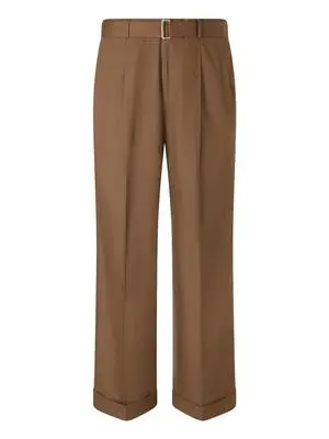 Officine Générale Evans Wide-leg Organic Cotton-poplin Trousers - Brown