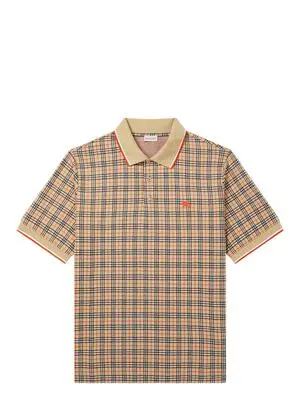 Burberry Burberry - Logo-Embroidered Checked Jacquard Polo Shirt - Men - Neutrals - M Beige