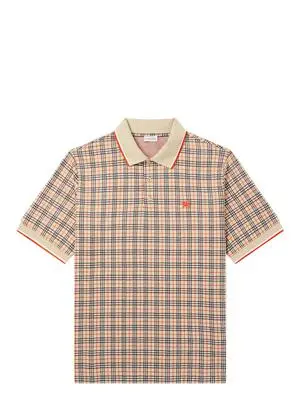 Burberry Logo-embroidered Checked Jacquard Polo Shirt - Neutrals