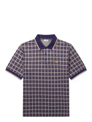 Burberry Burberry - Logo-Embroidered Checked Jacquard Polo Shirt - Men - Blue - S Navy