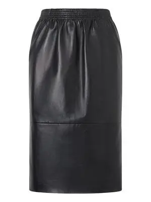 Chloé Gathered Leather Pencil Skirt - Black