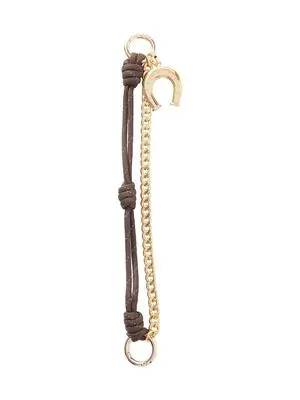 MARTHA CALVO Gold-plated Curb Chain And Cord Bag Charm - Brown