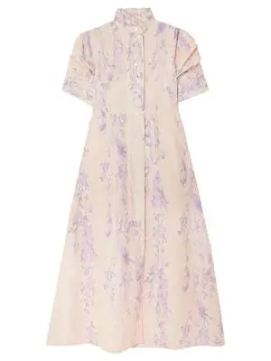 Thierry Colson Venetia Ruffled Floral-print Midi Dress - Pink