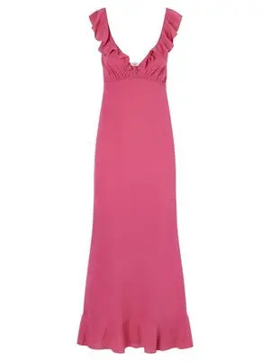 Chloé Ruffled Silk-chiffon Midi Dress - Pink