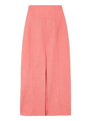 Carolina Herrera Denim Midi Skirt Coral