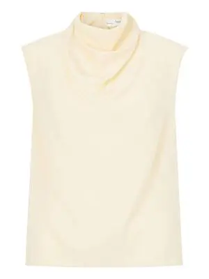 Another Tomorrow Draped Silk-Crepe Blouse Pastel Yellow