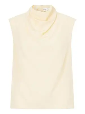Another Tomorrow Draped Silk-crepe Blouse - Yellow