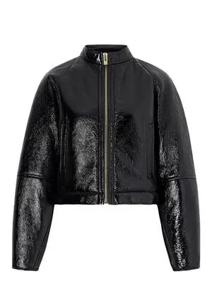 Alaïa Cropped Shearling Bomber Jacket - Black