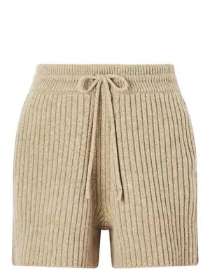 Burberry Ribbed Wool And Cashmere-blend Shorts - Neutrals