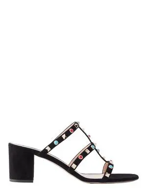 Valentino Garavani Rockstud 60 Embellished Leather Mules - Black