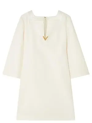 Valentino Garavani Embellished Silk Satin-trimmed Mini Dress - Cream
