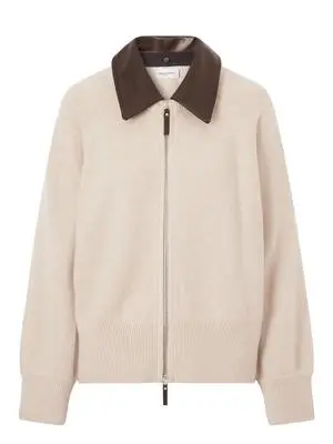 Brandon Maxwell Conrad Leather-trimmed Recycled Cashmere Jacket - Neutrals