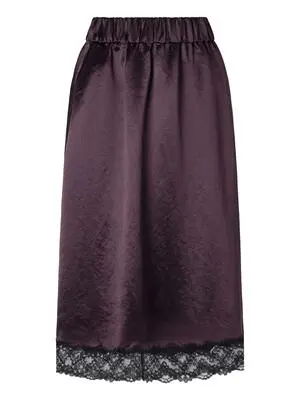 Maria Mcmanus Circle Lace-Trimmed Sateen Midi Skirt Plum