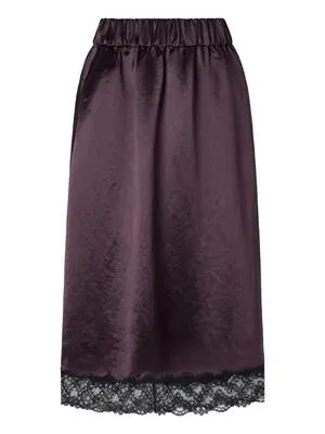 Maria Mcmanus Circle Lace-trimmed Sateen Midi Skirt - Purple