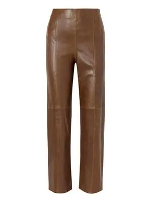 TWP Logan Paneled Leather Slim-leg Pants - Brown