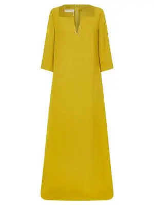Valentino Garavani Embellished Satin-trimmed Silk-cady Gown - Yellow