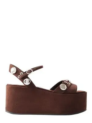 Valentino Garavani Nellcôte 65 Embellished Platform Sandals - Brown