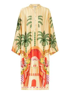 CRISTIANO MARCHELI Fiorenza Printed Silk-satin Kaftan - Multi
