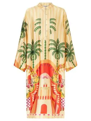 CRISTIANO MARCHELI Fiorenza Printed Silk-satin Kaftan - Multi