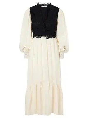 Sea Adelina Woven And Guipure Lace Maxi Dress - Cream
