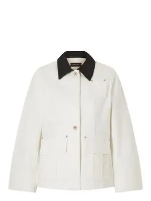 WALES BONNER Echo Leather-trimmed Denim Jacket - White