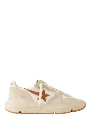 GOLDEN GOOSE Running Sole Leather-trimmed Sneakers - Neutrals