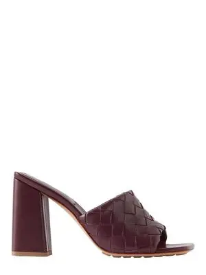Bottega Veneta Parco Intrecciato Leather Mules - Burgundy