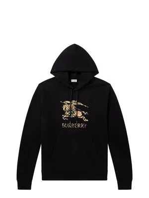 Burberry Logo-print Cotton-jersey Hoodie - Black
