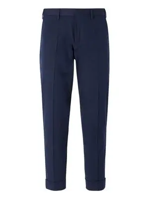 Dries Van Noten Straight-leg Cotton And Wool-blend Trousers - Blue